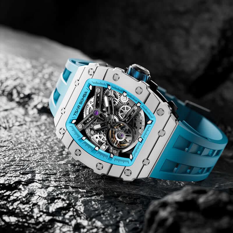 Elemental Series-Carbon Fiber Automatic Watch TB8208CF White Blue – Amr ...