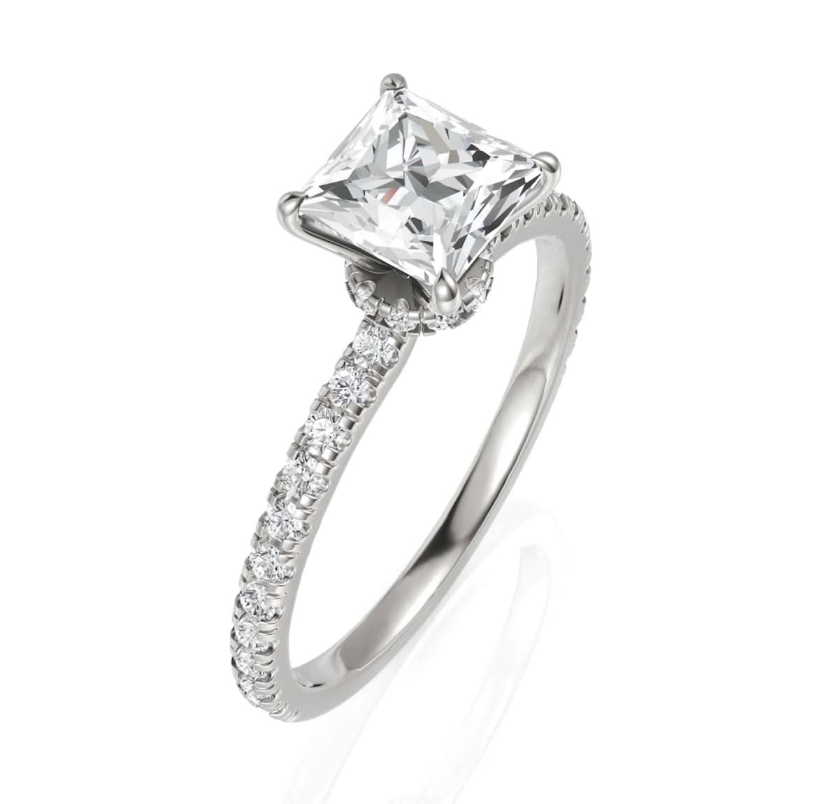 1.29CT Princess Lab Diamond Hidden Halo Accent Engagement Ring – Amr ...